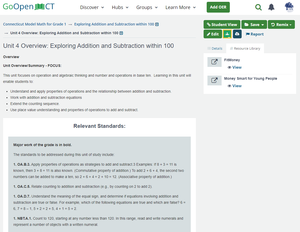Connecticut Model Math for Grade 1, Exploring Addition and Subtraction ...