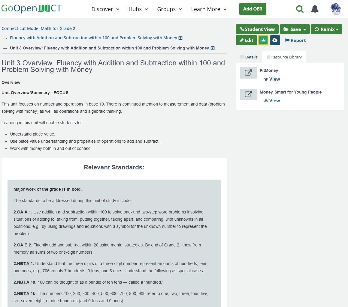 Connecticut Model Math for Grade 2, Fluency with Addition and ...