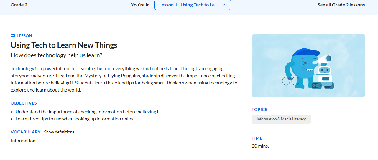 Connecticut Model Digital Literacy & Well-Being for Grade 2, Using Tech ...