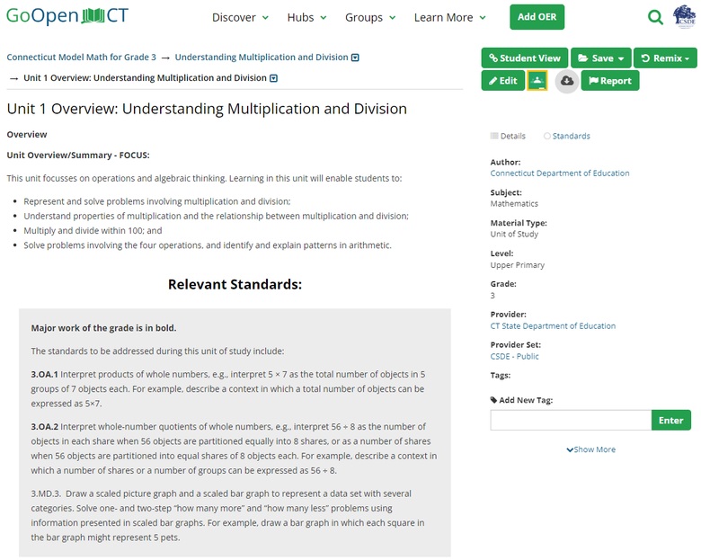 Connecticut Model Math for Grade 3, Understanding Multiplication and ...